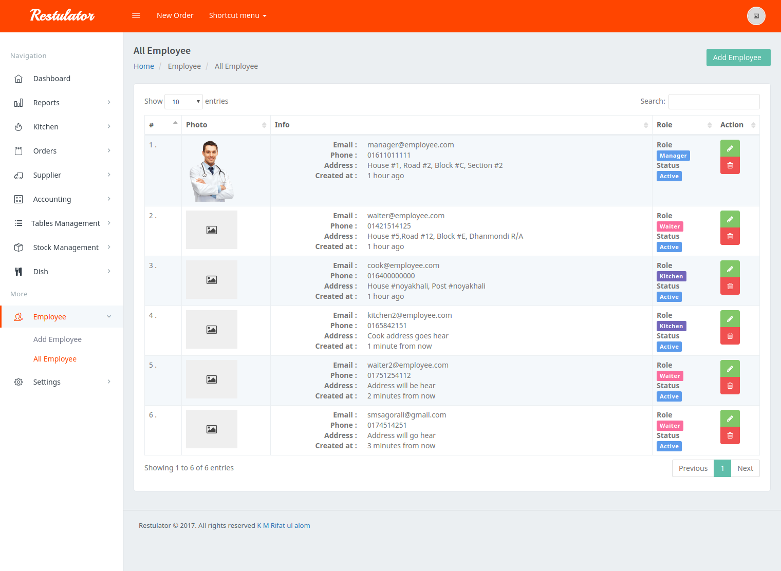 Restulator - Restaurant Management System in Laravel 5.5 with Pusher and jQuery by kmrifat